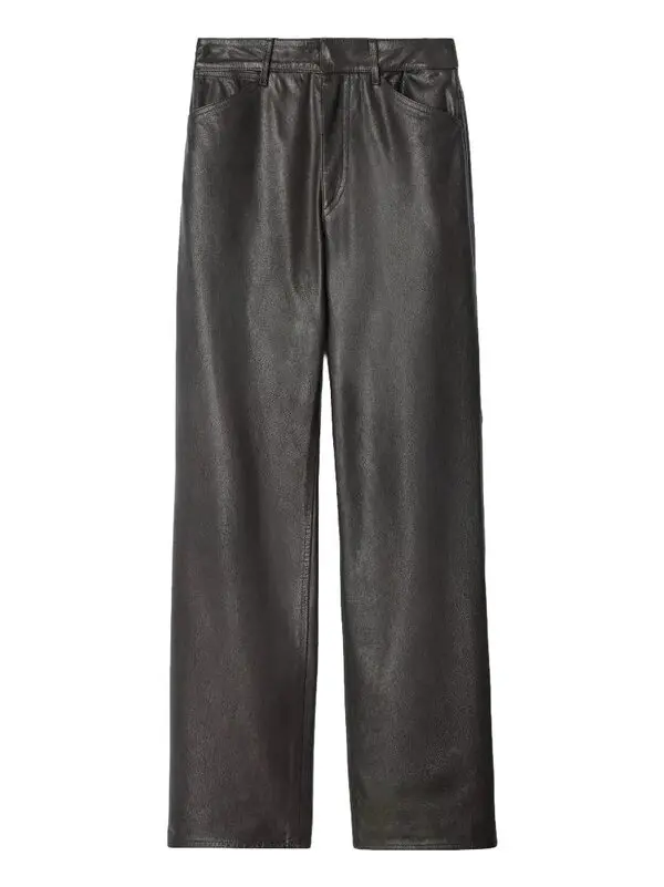 LEMAIRE Glossy Leather Straight Pants - Brown