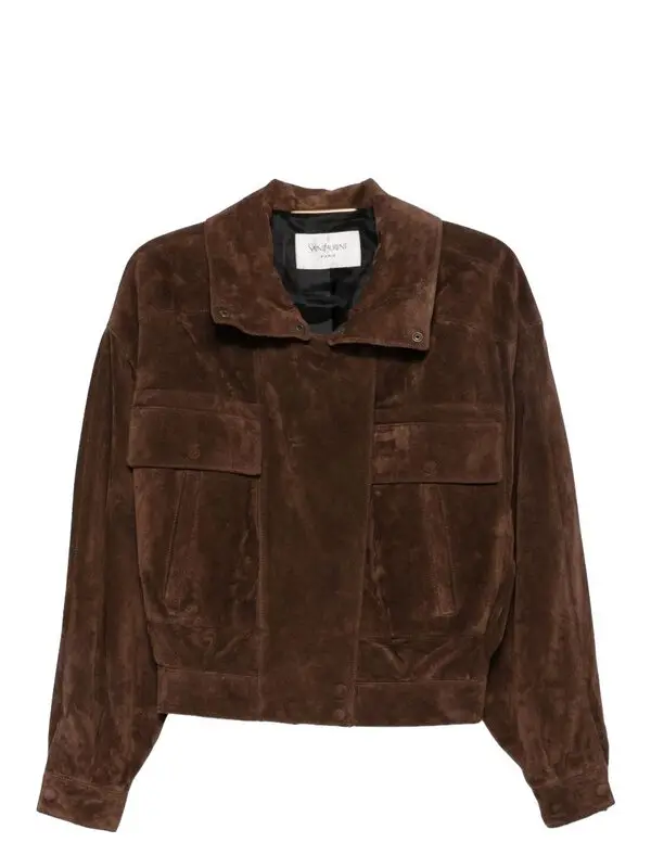 Saint Laurent Leather Blouson Jacket - Brown