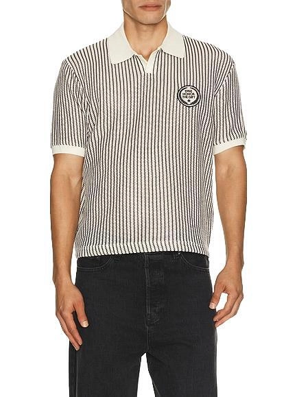 HONOR THE GIFT Striped Knit Polo - Bone