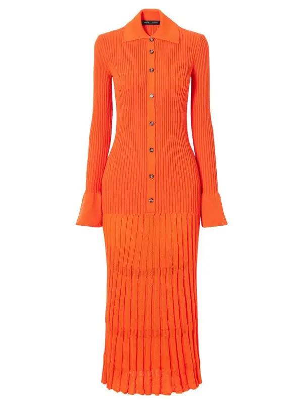 Proenza Schouler Rosario Ribbed Stretch Wool-blend Maxi Dress - Red