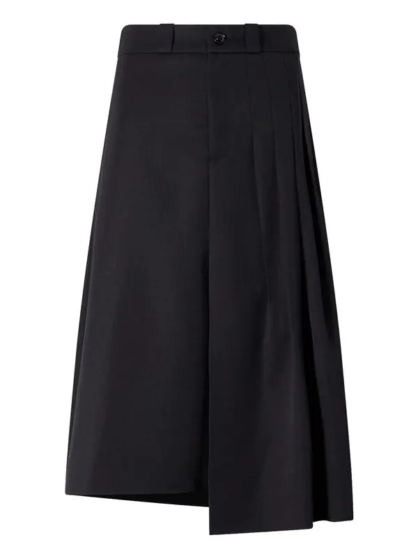 Our Legacy Origami Asymmetric Pleated Virgin Wool Skirt - Black