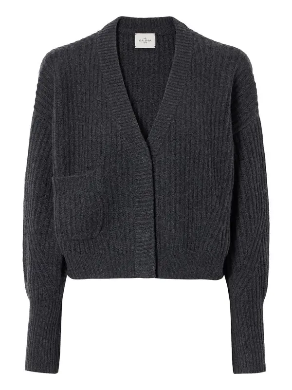 Le Kasha Monaco Cropped Ribbed Cashmere Cardigan - Gray