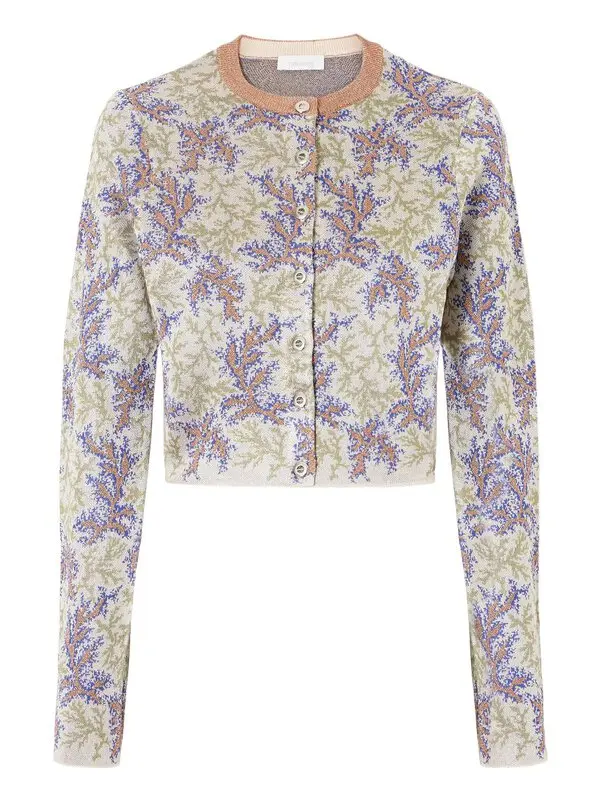 Rabanne Cropped Jacquard Cardigan - Multi