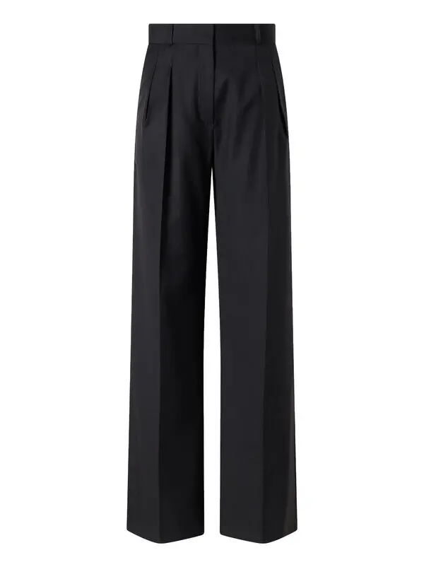 Loulou De Saison Sbiru Pleated Wool-twill Straight-leg Trousers - Black