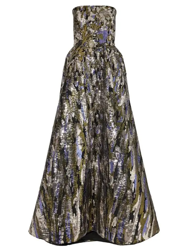 Elie Saab Strapless Embroidered Sequined Tulle Gown - Multi