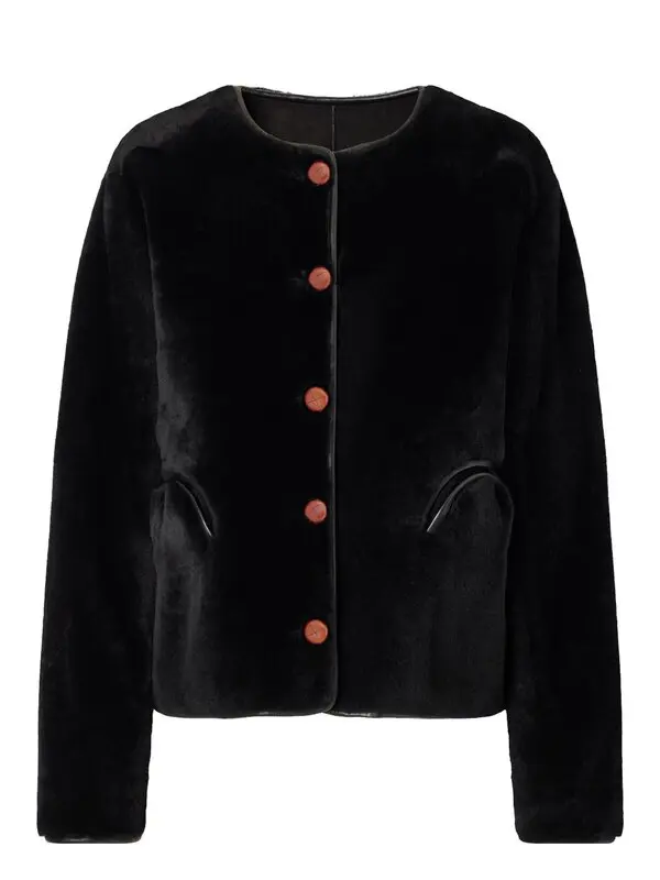 BLAZÉ MILANO Tatoosh Leather-trimmed Shearling Jacket - Black