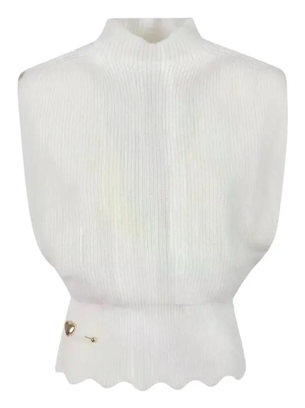 TWINSET Heart-motif Scalloped-hem Vest - White