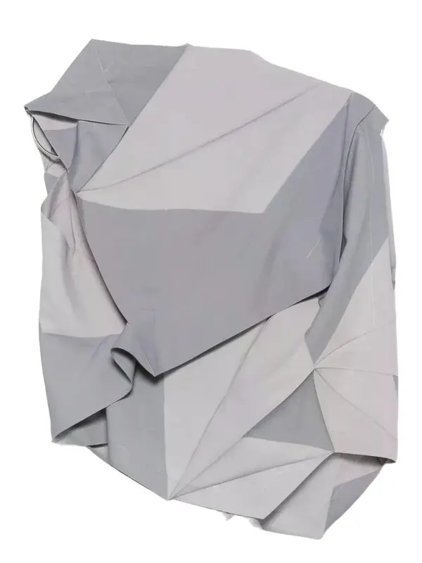 Issey Miyake Origami-pleated Geometric-print Top - Grey