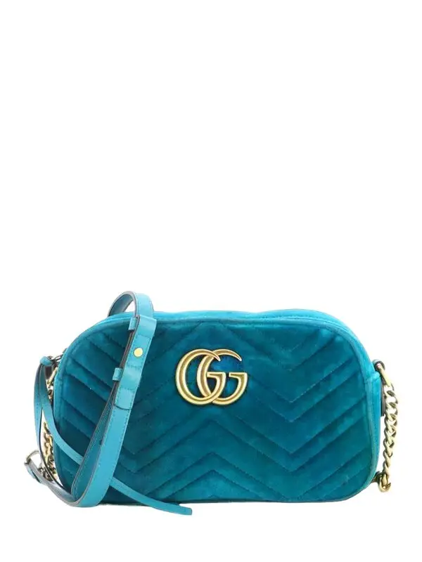 Gucci Gg Marmont Matelasse Velvet Shoulder Bag - Blue