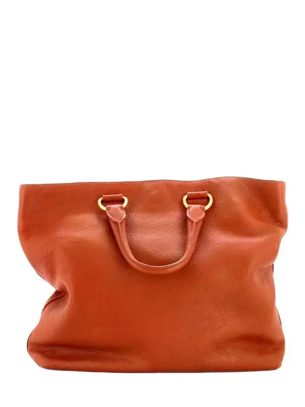Prada Convertible Shopper Vitello Daino Large Tote Bag - Orange