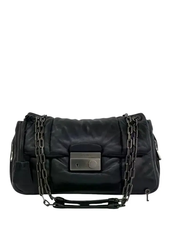 Prada Nappa Bomber Flap Shoulder Bag - Black