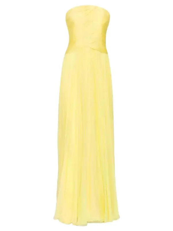 Zuhair Murad Strapless Draped Silk-chiffon Gown - Yellow