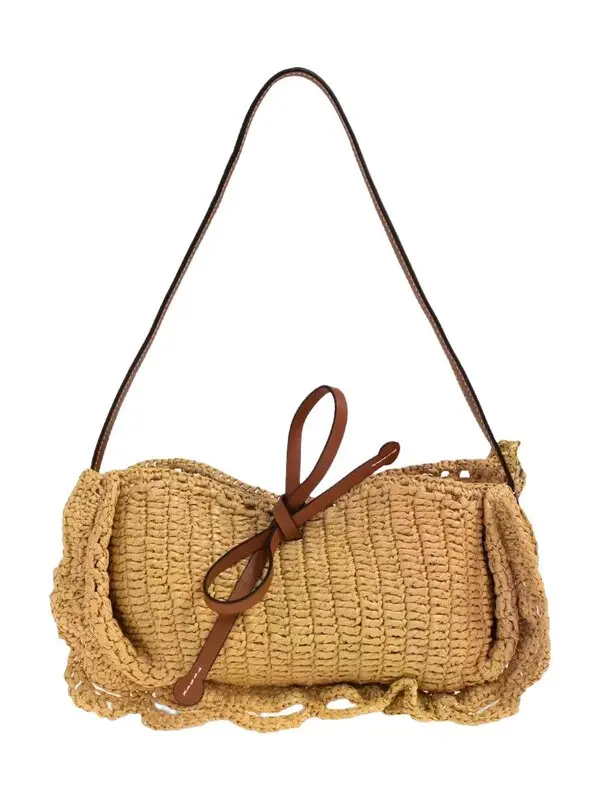 Ulla Johnson Marina Ruffled Raffia Shoulder Bag - Neutrals
