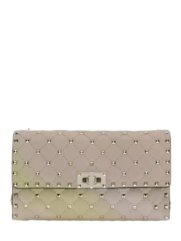 Valentino Garavani Rockstud Spike Nappa Leather Crossbody Clutch Bag - Neutrals