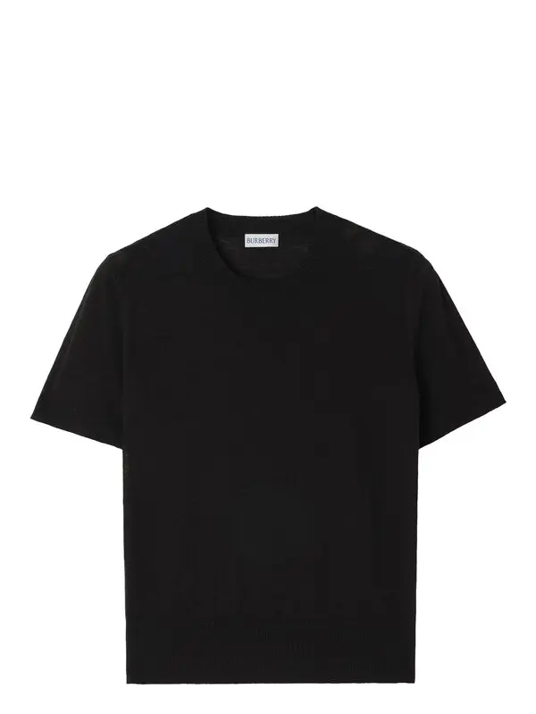 Burberry Wool-silk Check Panel T-shirt - Black