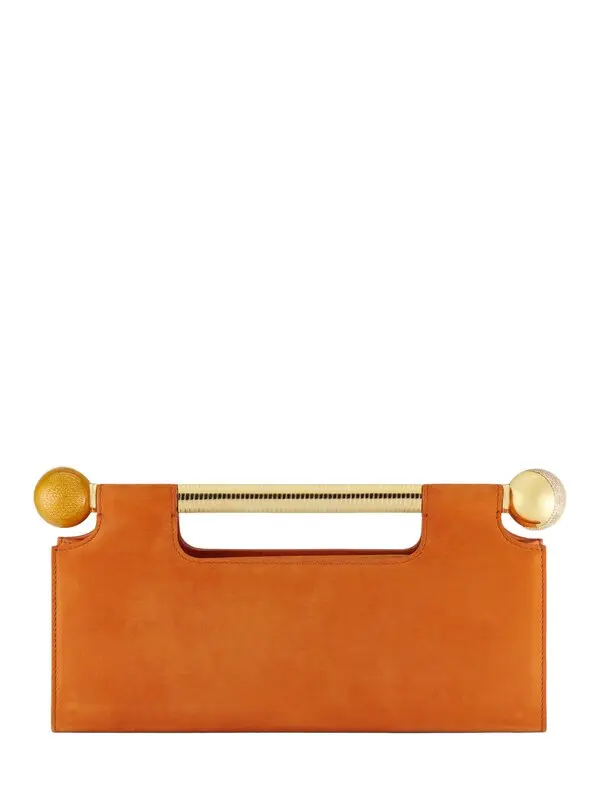 BVLGARI Nubuck Leather Tubogas Spheres Clutch Bag - Orange