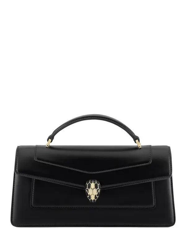 BVLGARI Leather Serpenti Forever Top-handle Bag - Black