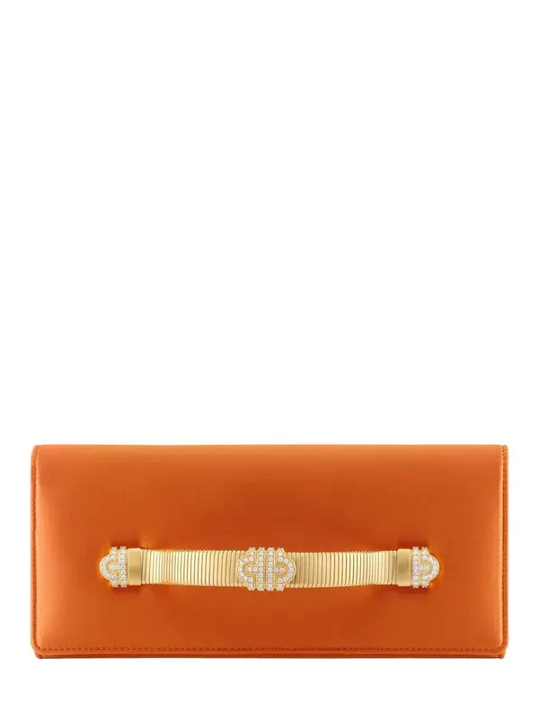 BVLGARI Satin Tubogas Evening Clutch Bag - Orange
