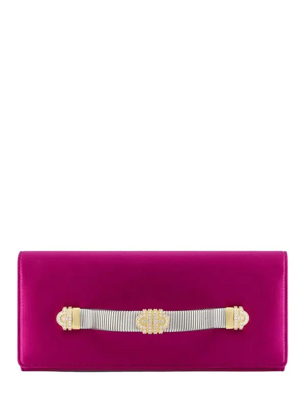 BVLGARI Satin Tubogas Evening Clutch Bag - Pink