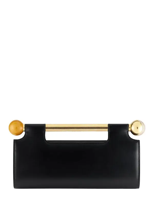 BVLGARI Leather Tubogas Sphere Clutch Bag - Black