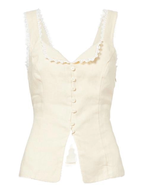 REFORMATION Viola Linen Top - Sugar