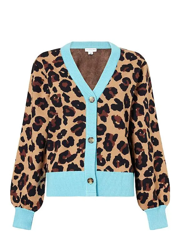 NEVER FULLY DRESSED Hannah Leopard-pattern Knit Cardigan - Brown