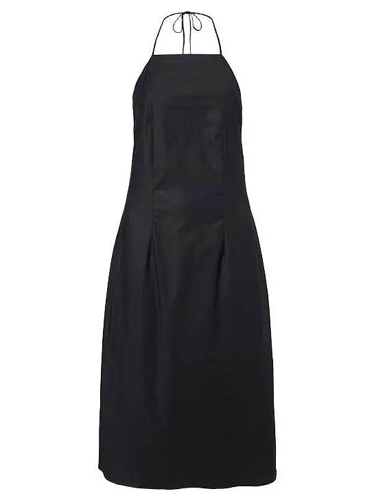 REFORMATION Halterneck Cotton Midi Dress - Black