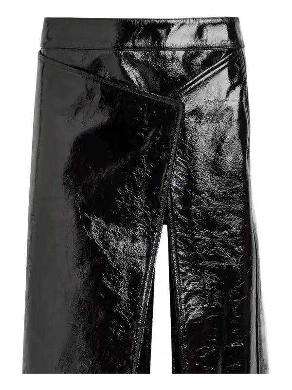 ARMARIUM Ember Glossed Leather Midi Wrap Skirt - Black