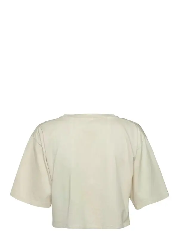 Celine Logo-print Cropped T-shirt - Neutrals