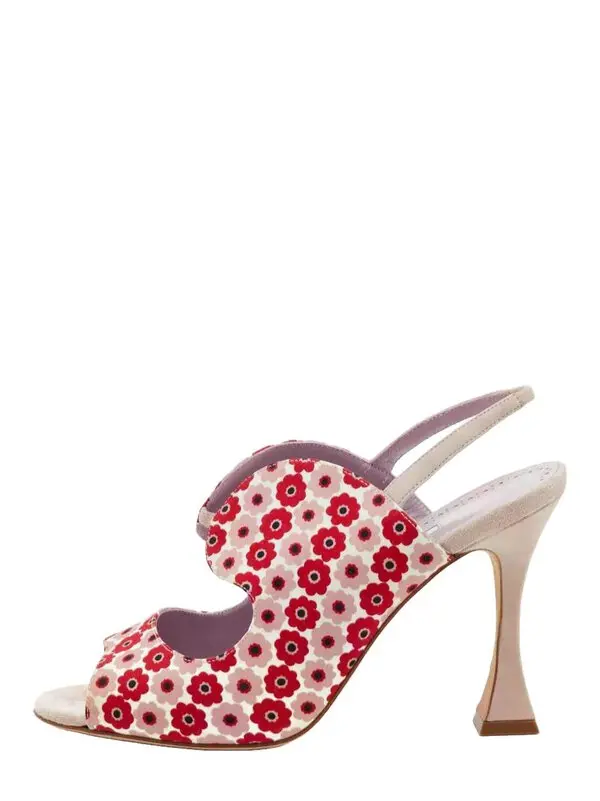 Manolo Blahnik Floral-print Slingback Sandals - Red