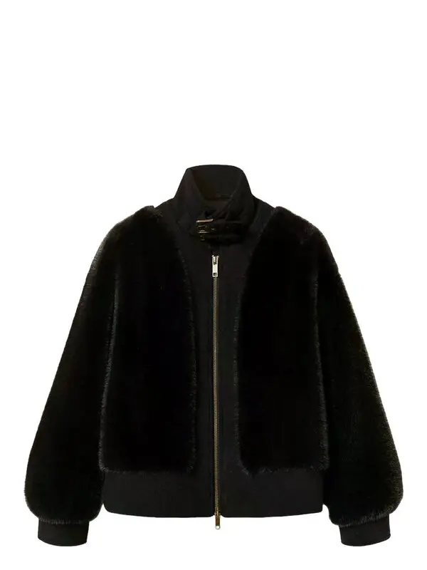 TWINSET Faux-fur And Wool Cloth Bomber Jacket - Black