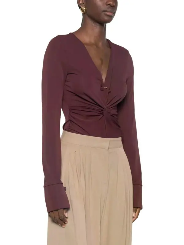 Imperial Twist-detail V-neck Bodice - Red
