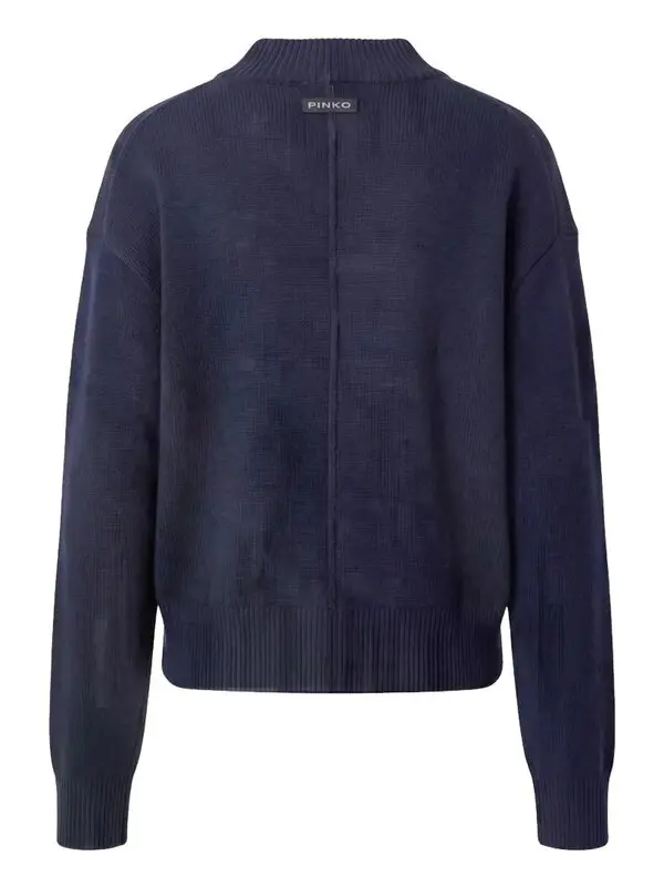 Pinko Ribbed-knit High-neck Sweater - Blue