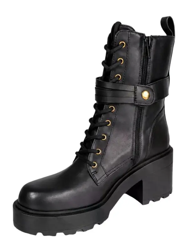 Pinko Buckle-strap Lace-up Ankle Boots - Black