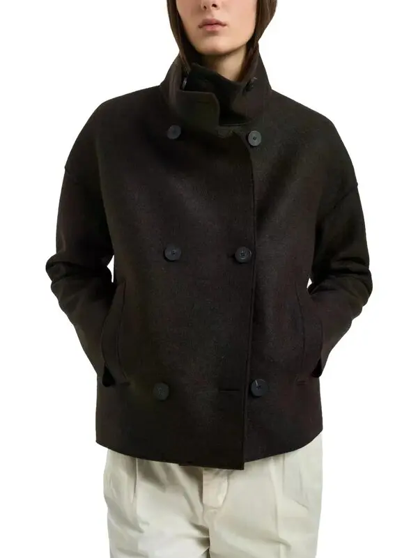 Harris Wharf London Double-breasted High-neck Jacket - Brown