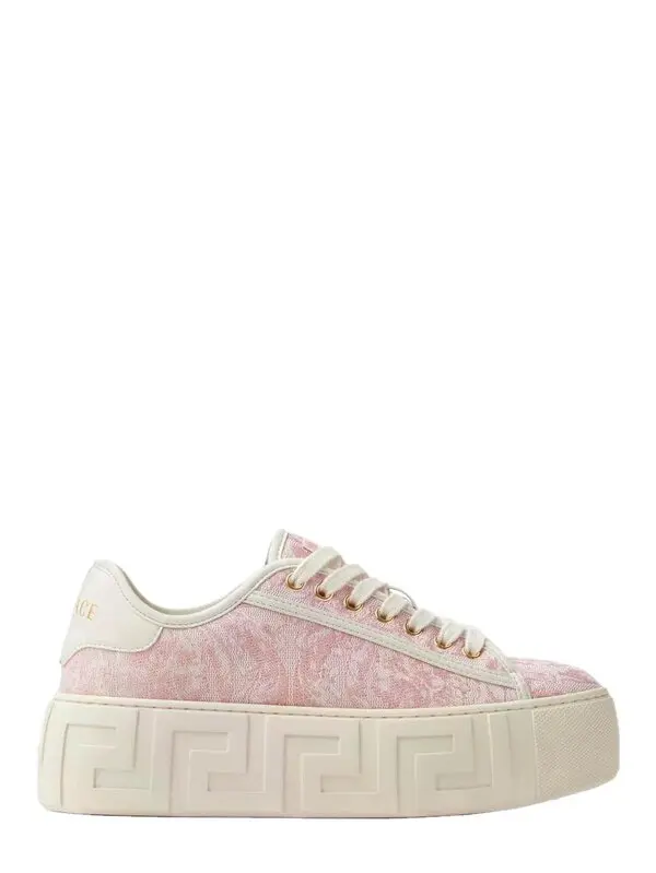 Versace Greca Jacquard Canvas Platform Sneakers - Pink