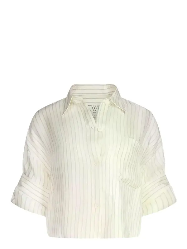 TWP Striped Cropped Shirt - Neutrals