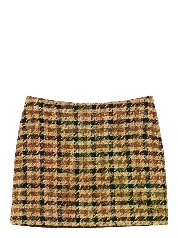 TWINSET Check Bouclé Miniskirt - Brown