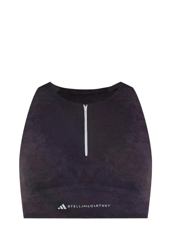 Adidas By Stella McCartney Jacquard Knit Half-zip Racerback Top - Black