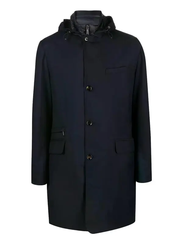 MOORER Hooded Coat - Blue