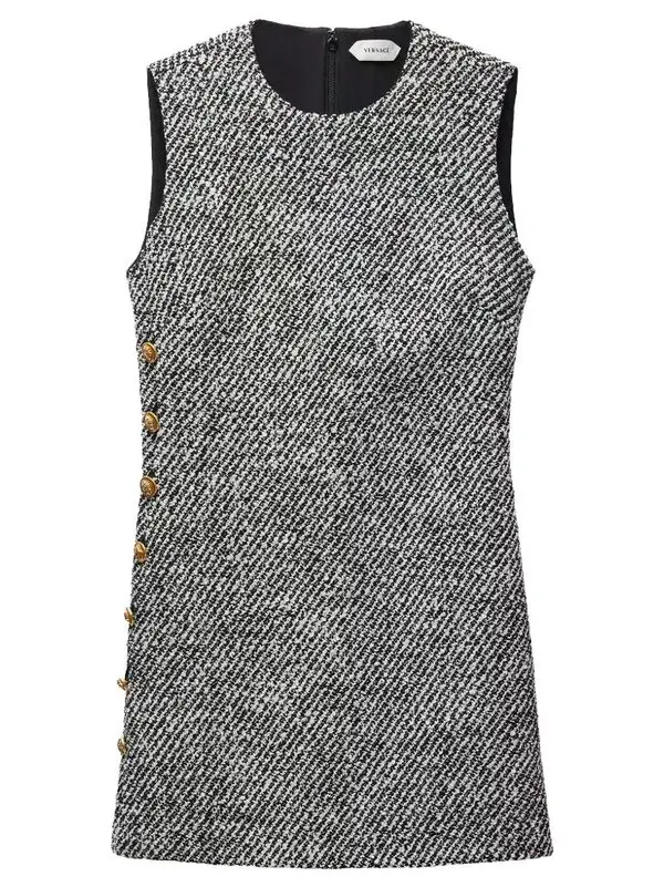 Versace Wool Bouclé Mini Dress - Grey
