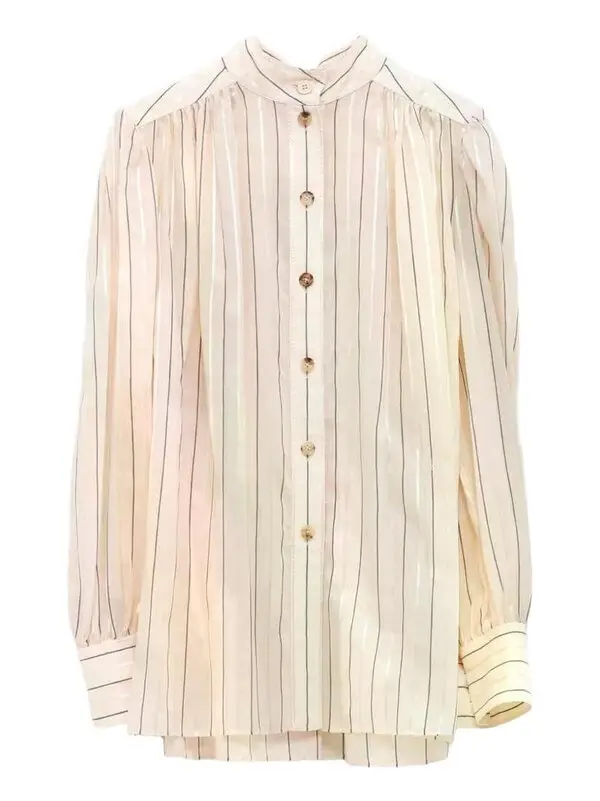 Chloé Gathered Blouse In Cotton And Silk Poplin - Pink