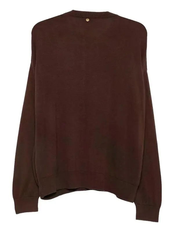 Liu Jo Argyle-intarsia Rhinestone-embellished Sweater - Brown