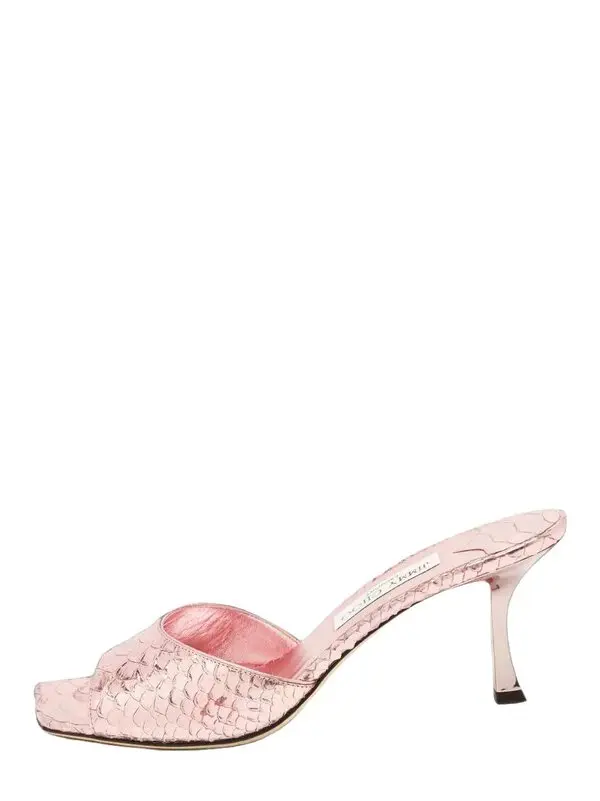 JIMMY CHOO Val Python-embossed Sandals - Pink