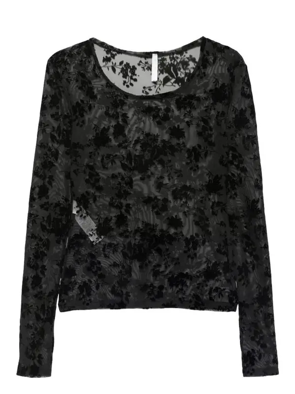 Imperial Floral-devoré Long-sleeve Top - Black