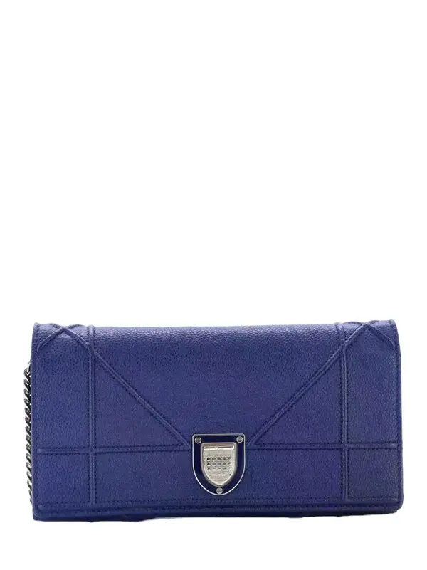 Dior Diorama Croisiere Chain Wallet Grained Calfskin Clutch Bag - Blue