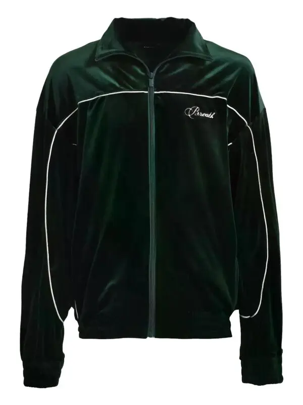 BREATH Script Logo Zip-up Velour Jacket - Green