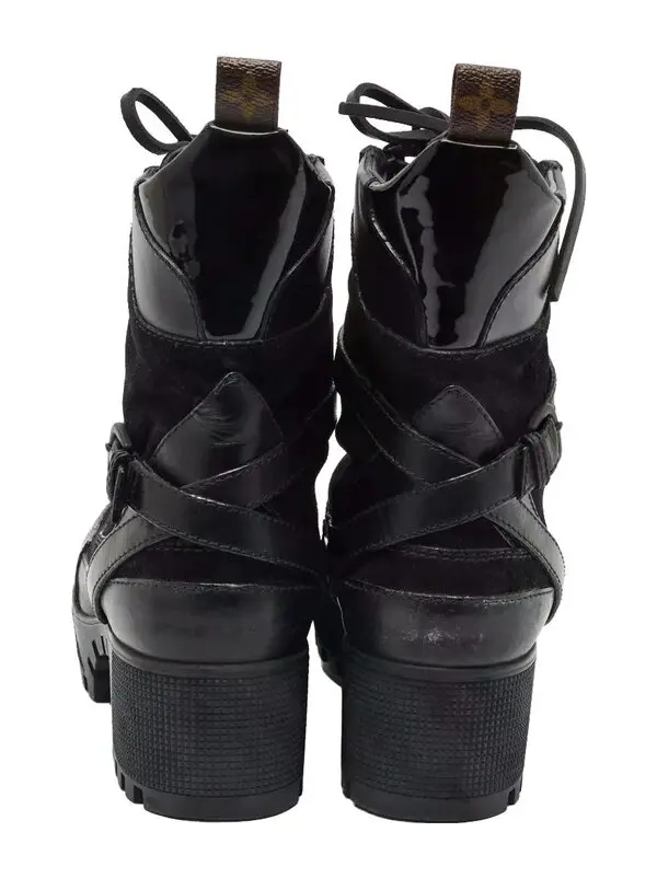 LOUIS VUITTON Laureate Leather Combat Boots - Black