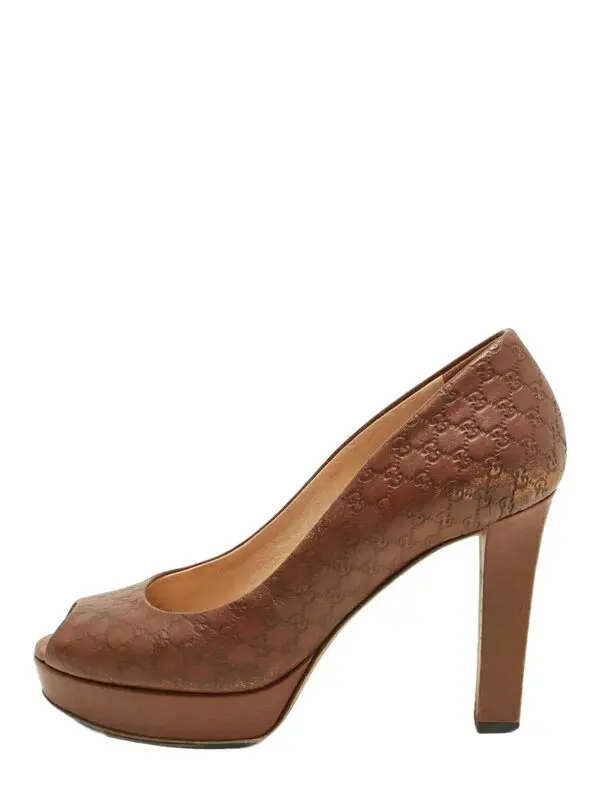 Gucci Microssima Platform Pumps - Brown