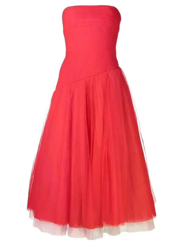 LEO LIN Rosalie Bustier Midi Dress - Red